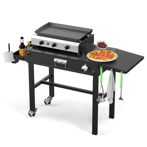 ADREAK Portable Grill Table Cart - Foldable & Adjustable Griddle Stand ...