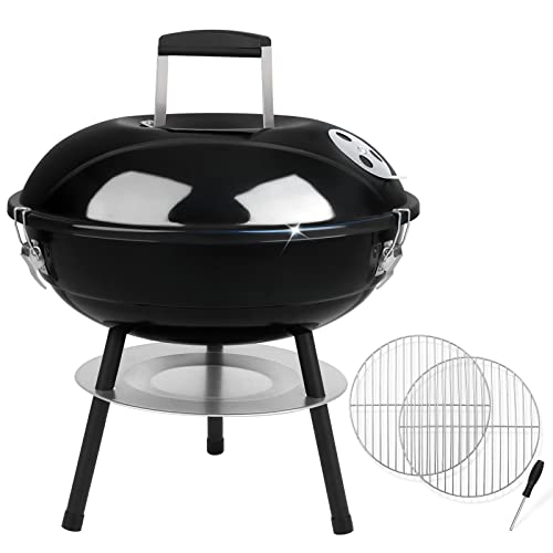Charcoal Grill with 2 Grilling Racks, Joyfair 14 inch Small Portable ...