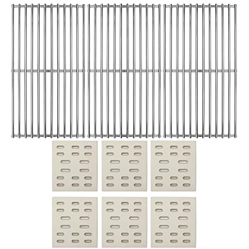 Hongso 18.75" SUS304 Grill Grates and 6-Pack 8 x 7.25 inches Ceramic ...