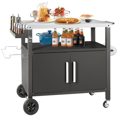 Kendane Grill Cart Table with Big Storage Cabinet, Movable Outdoor ...