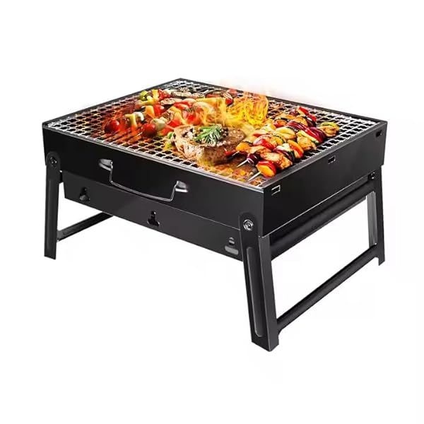 Peziang Folding Portable Charcoal Grill, Smoker Stainless Steel BBQ Grill 17.8‘’, Small Desk ...